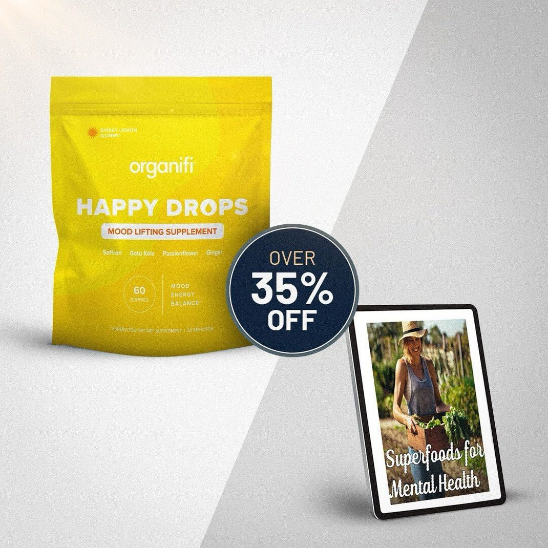1 X 30-serving bag of Organifi Happy Drops ($39.95 value) Superfoods For Mental Health Total ...